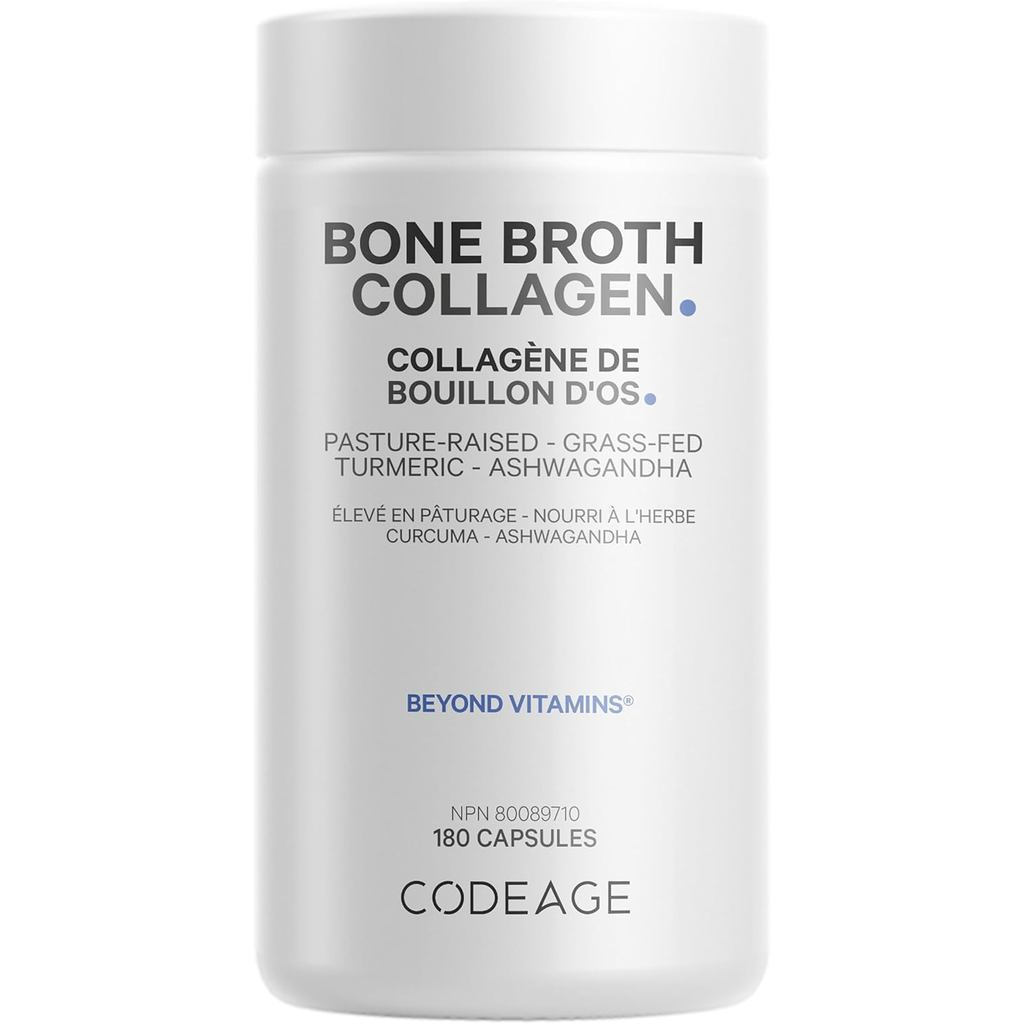 Codeage Organic Bone Broth Collagen Capsules Grass Fed - Pasture Raised Chicken Bone Broth ...