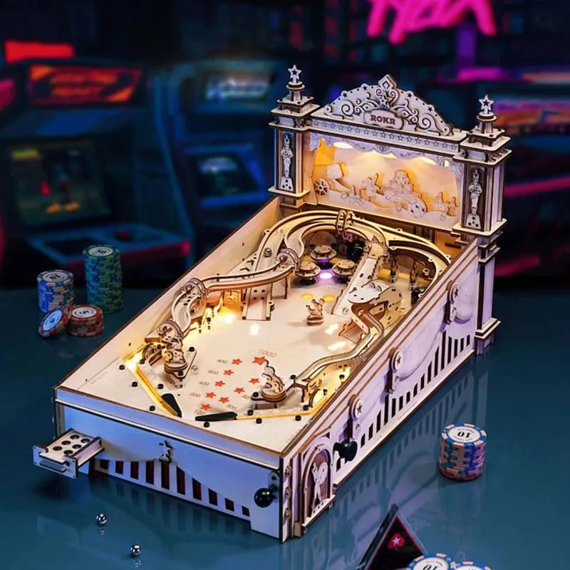Hot Sale Robotime Rokr DIY Assemble Toys EG01 3D Pinball Machine Model ...