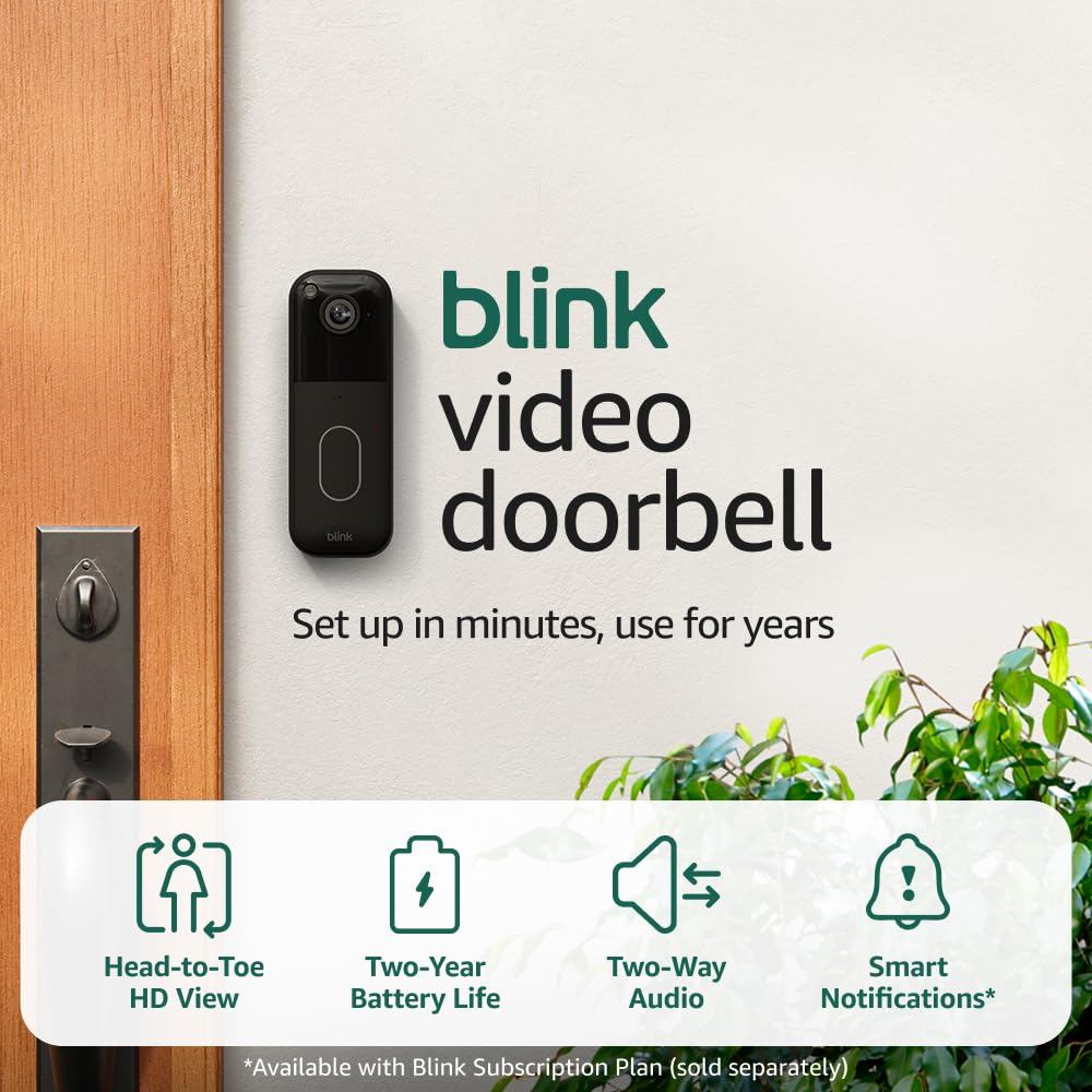 Blink Video Doorbell (newest model) – Head-to-toe HD view, two-year ...