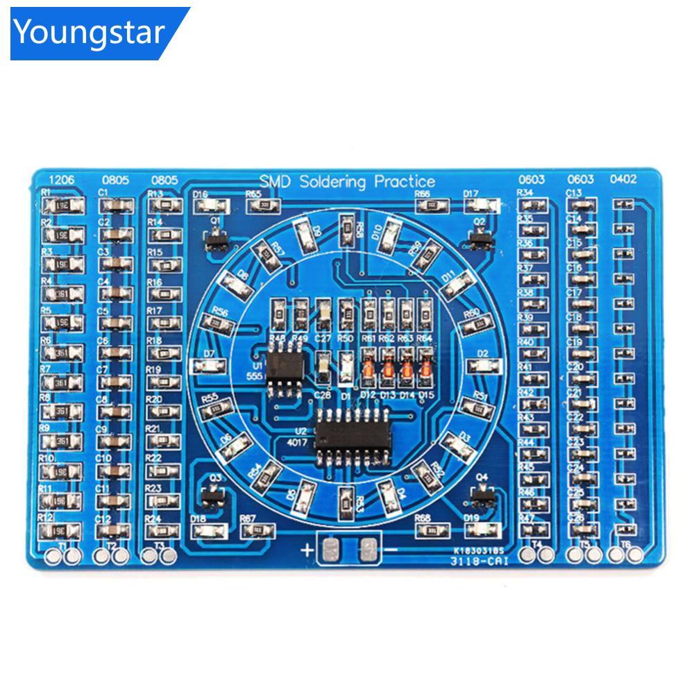 【FY】 SMD Soldering Practice Board Kit CD4017+NE555 Rotating LED Board ...