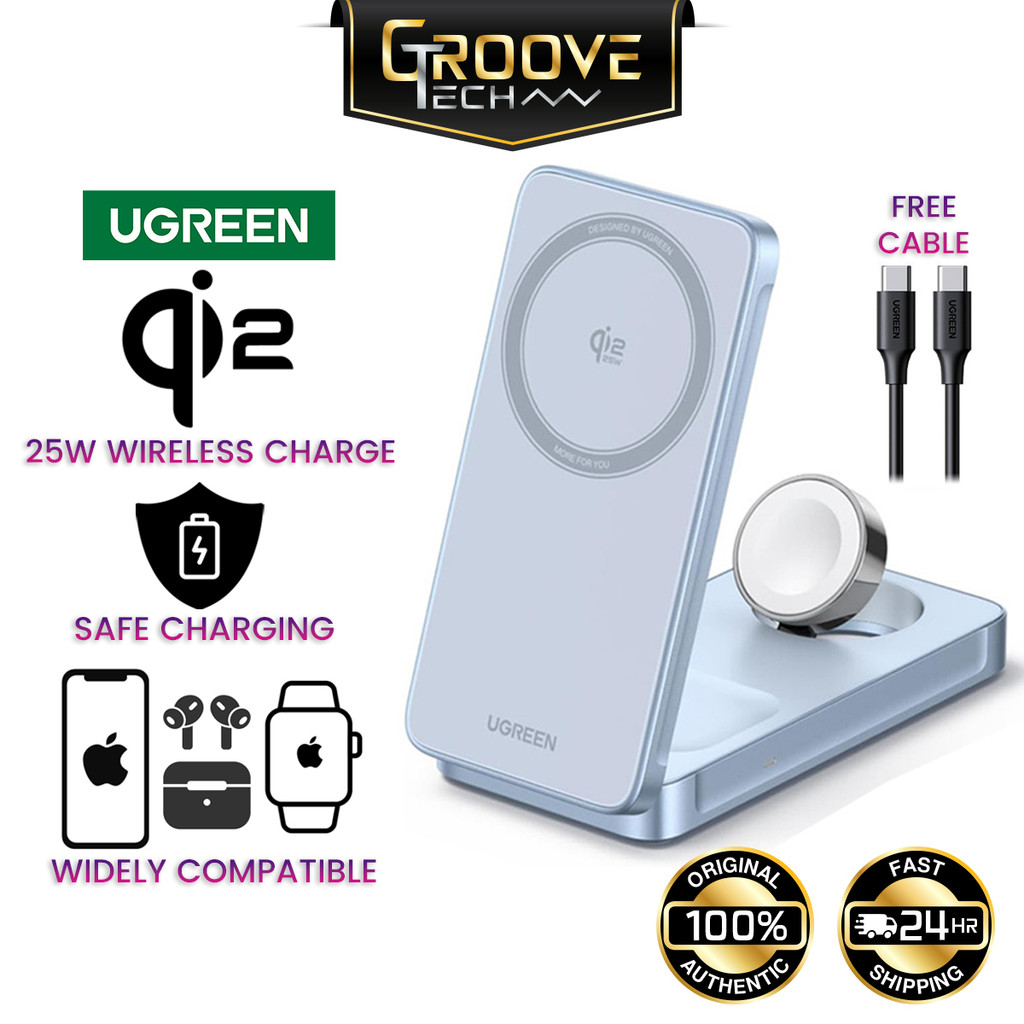 【Magflow】UGREEN Qi2.2 25W 3-in-1 Magnetic Wireless Charger Magsafe Qi2 ...