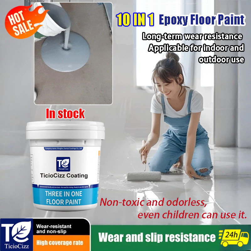 【Free full set of tools】0 Formaldehyde Epoxy floor paint waterproof cat ...