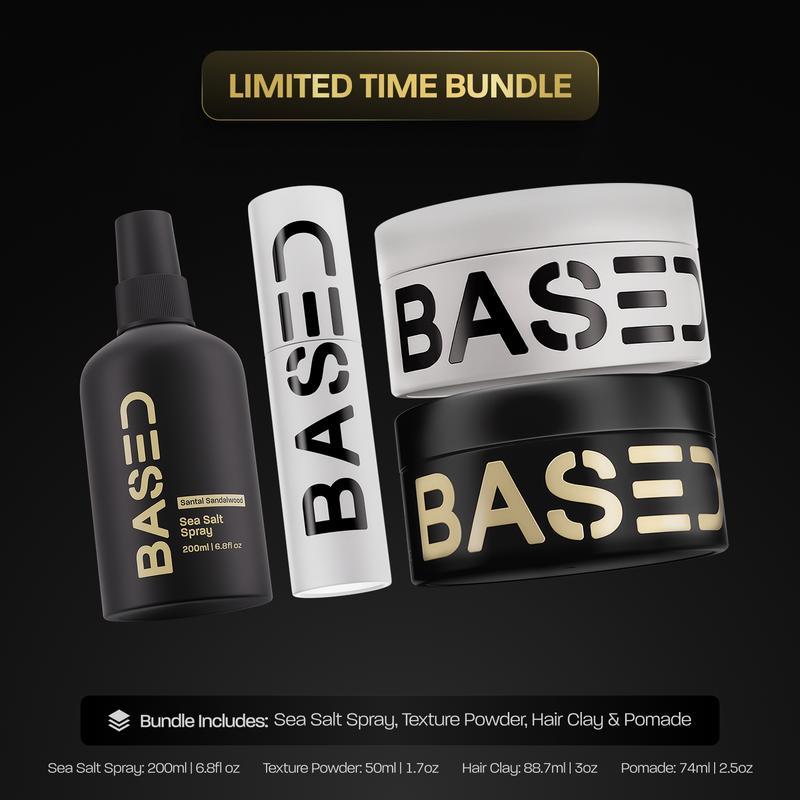 BASED Ultimate Straight/Wavy Hair Styling Bundle | Texture Powder, Clay, Pomade, Sea Salt ...