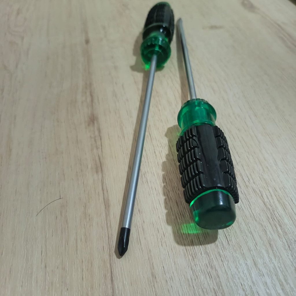 HIJAU Green Rubber Handle Screwdriver (+) 8 Inch Rubber Handle ...