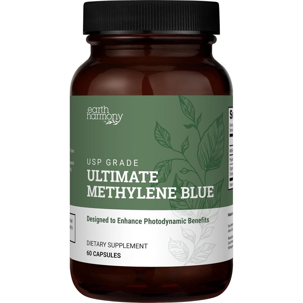 Earth Harmony Methylene Blue Capsules for Humans, USP Grade Supplement ...