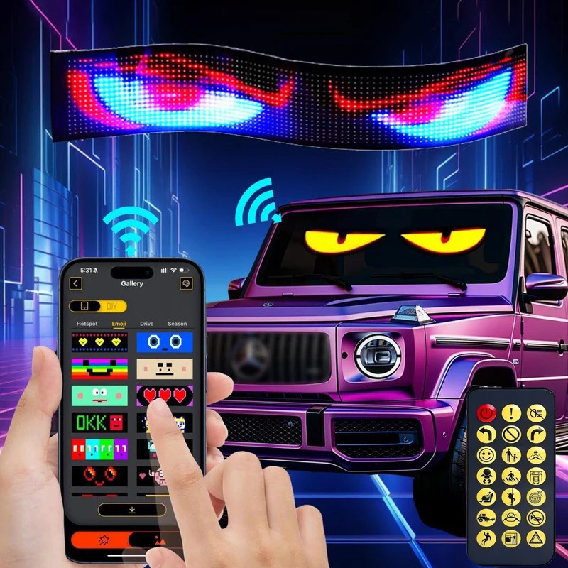 5V Flexible LED Screen Matrix Pixel Panel Smart Car APP Programmable ...