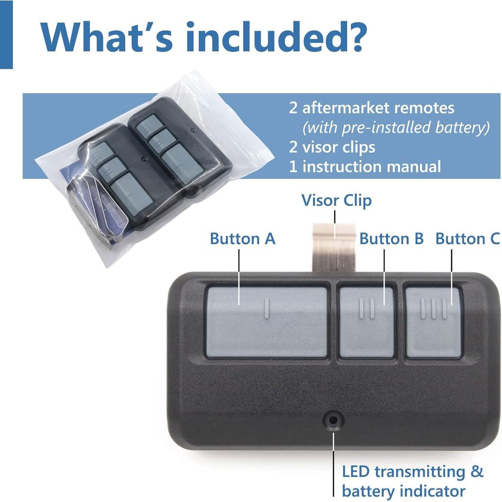 2 for Chamberlain Liftmaster Craftsman Garage Door Opener Remote 893LM ...