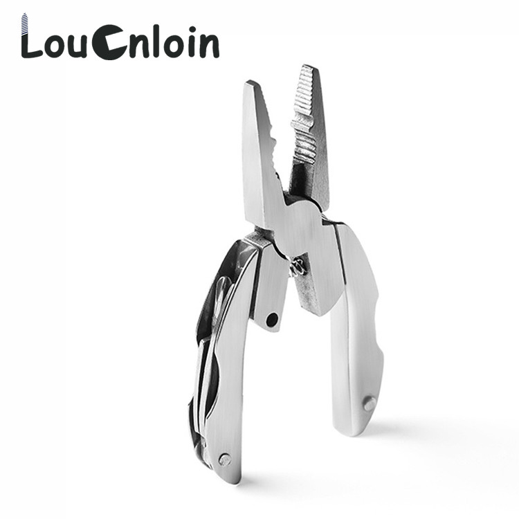 Simple Stainless Steel Outdoor Portable Multitool Pliers Knife Keychain ...