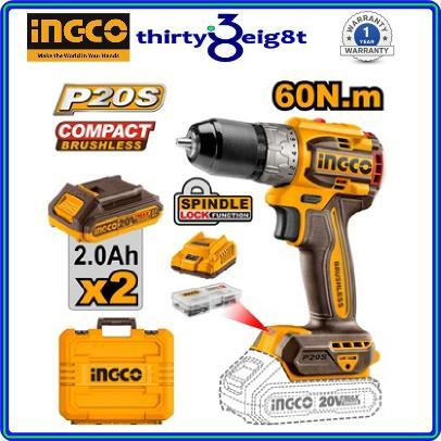 INGCO Compact Brushless Cordless Drill CDLI20602 | Shopee Singapore
