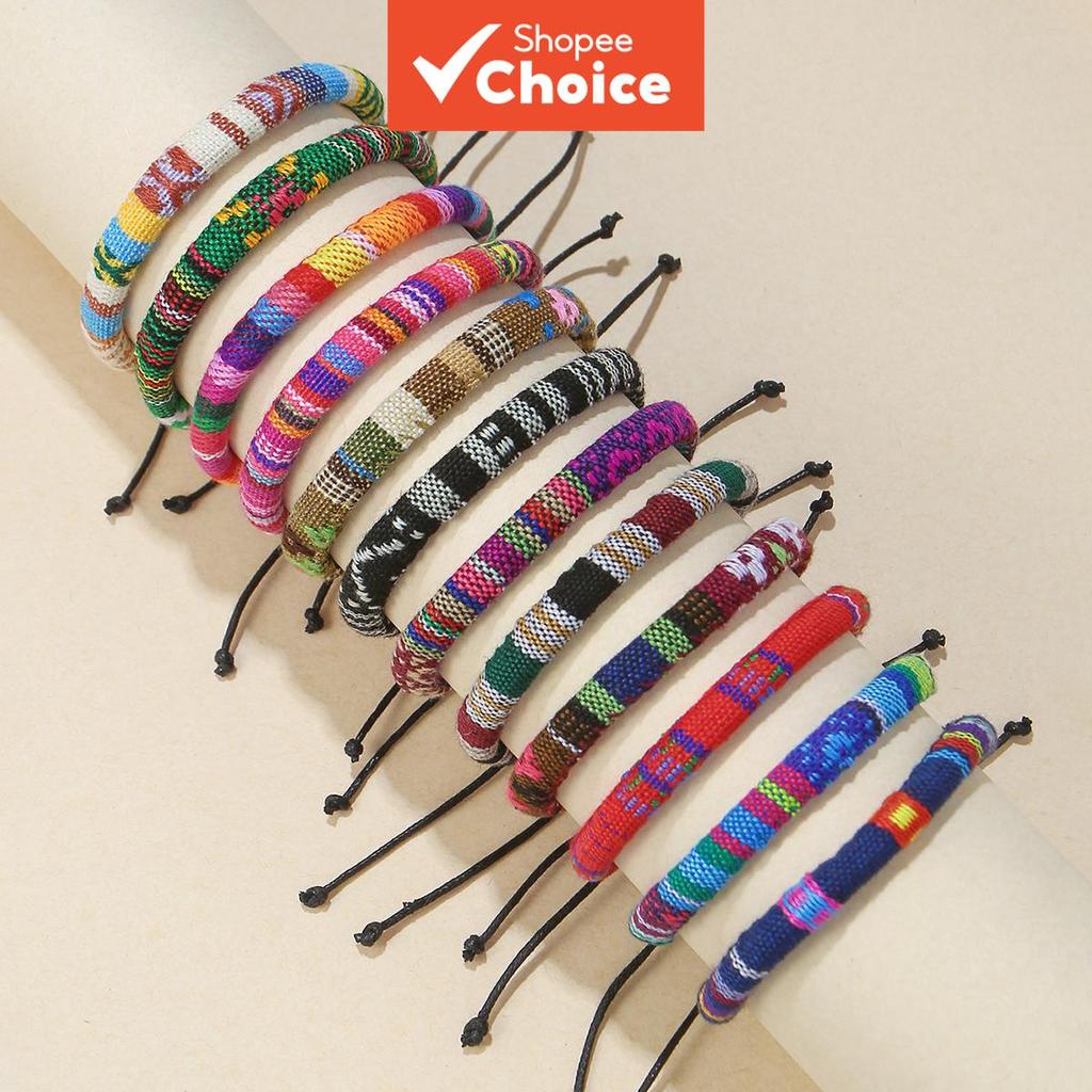 12 Pieces Hot Sale Bohemian Ethnic Style Hand-woven Bracelet Teenager ...