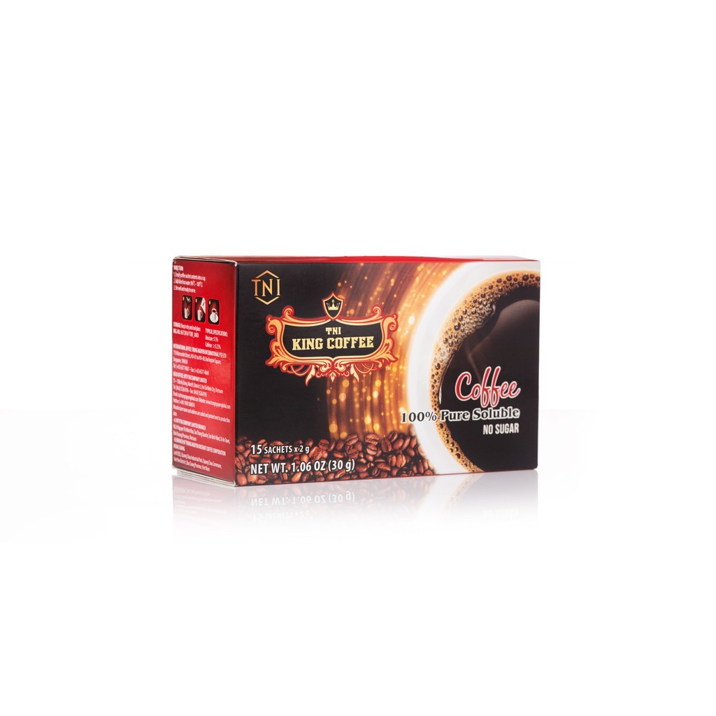 KING COFFEE Unsweetened Pure Black Instant COFFEE - Box of 15 packs x ...