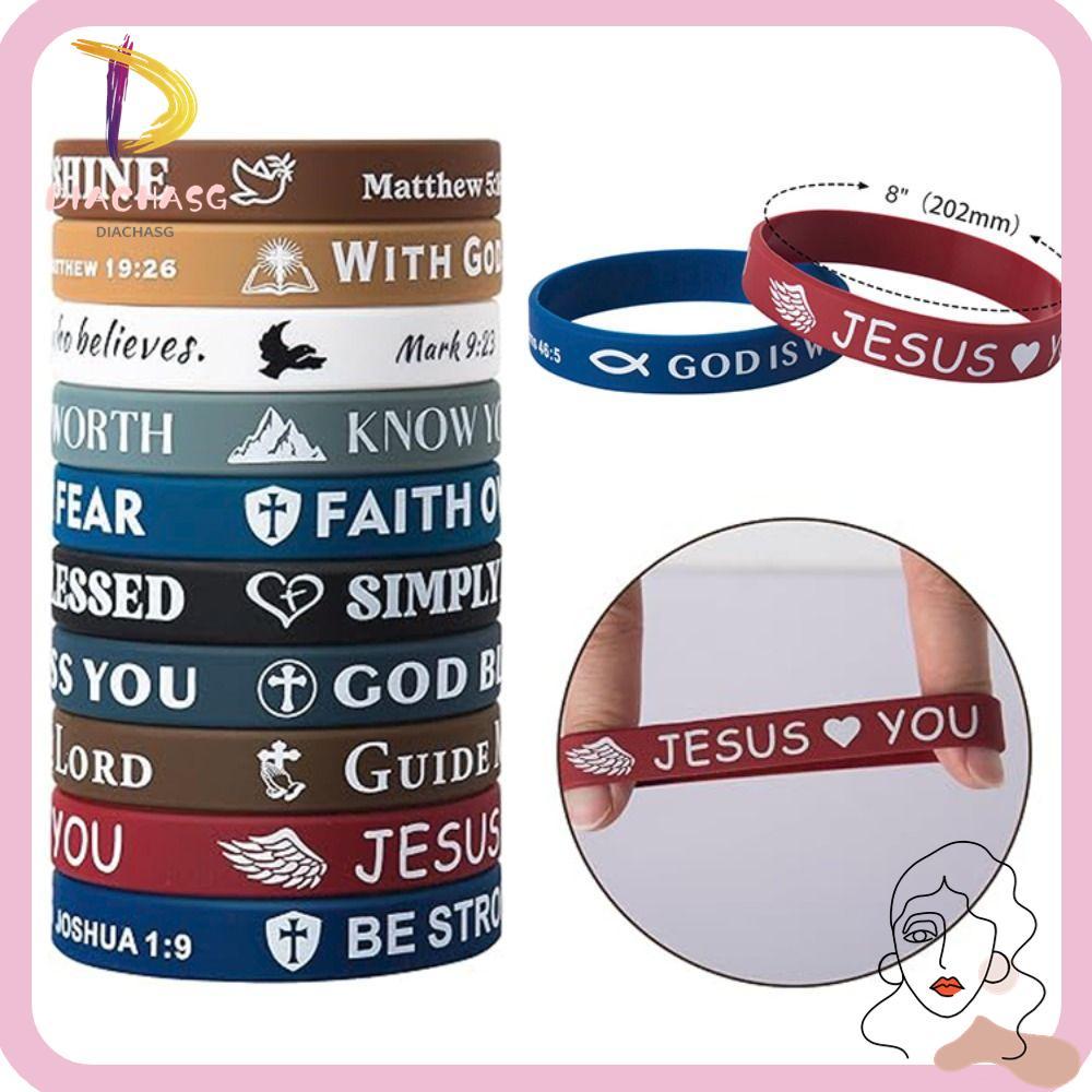 DIACHASG 10PCS Inspirational Bible Verse Bracelets, Colorful Rubber ...