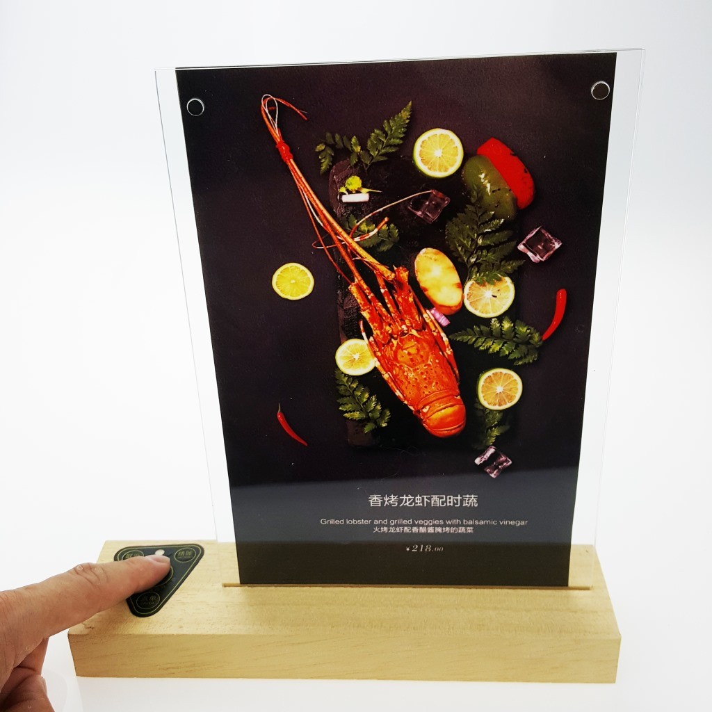 Acrylic Menu Holder with Wireless Call Table Sign Ordering Call Drink ...
