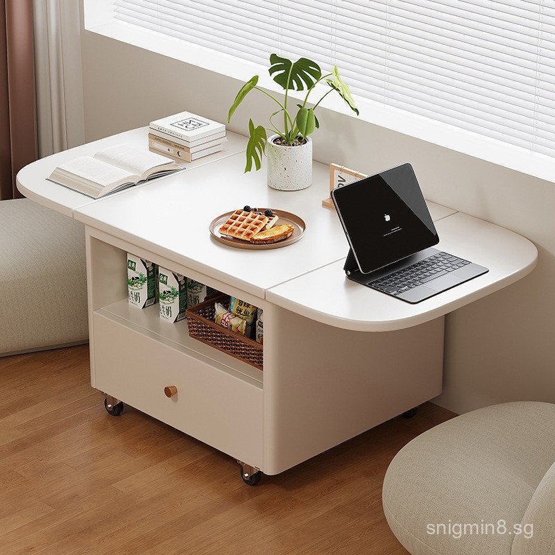 Solid Wood Folding Small Side Table, Movable Coffee Table, Dining Table ...