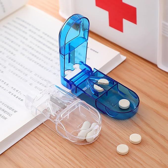 2 in 1 Mini Pill Cutter | Tablet Divider Splitting Tool Storage Elderly ...