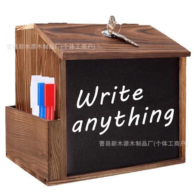Country Style Voting Wooden Lockable Mailbox Suggestion Tips Wall ...