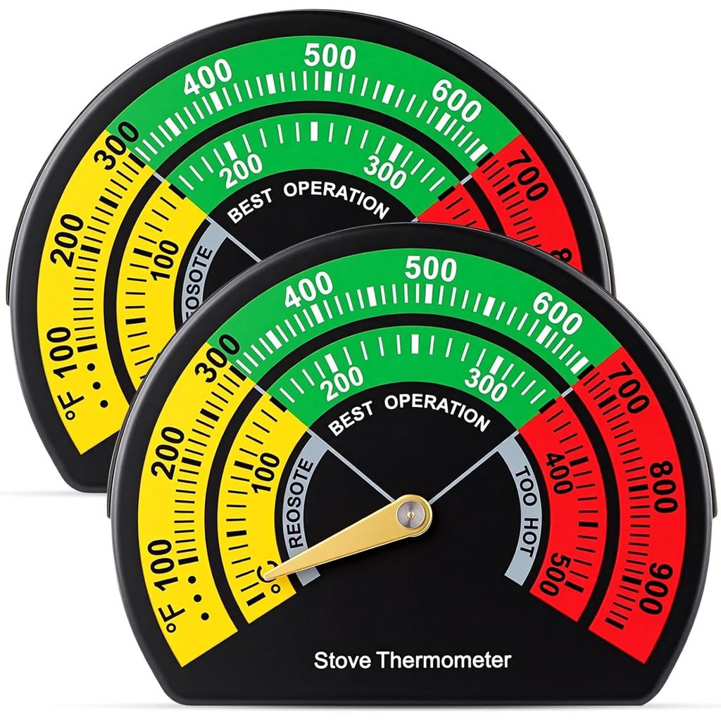 Frienda 2 Pcs 3.35 inch Large Dial Wood Stove Thermometer Magnetic Gas ...