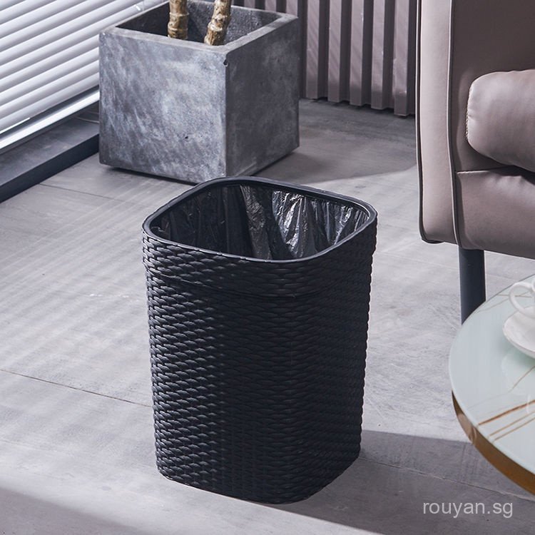 Household imitation rattan trash can | Dustbin | 14L Rubbish Bin ...