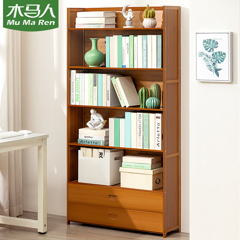 Home Simple Bookshelf Bookcase Storage Rack Storage Cabinet Integrated ...
