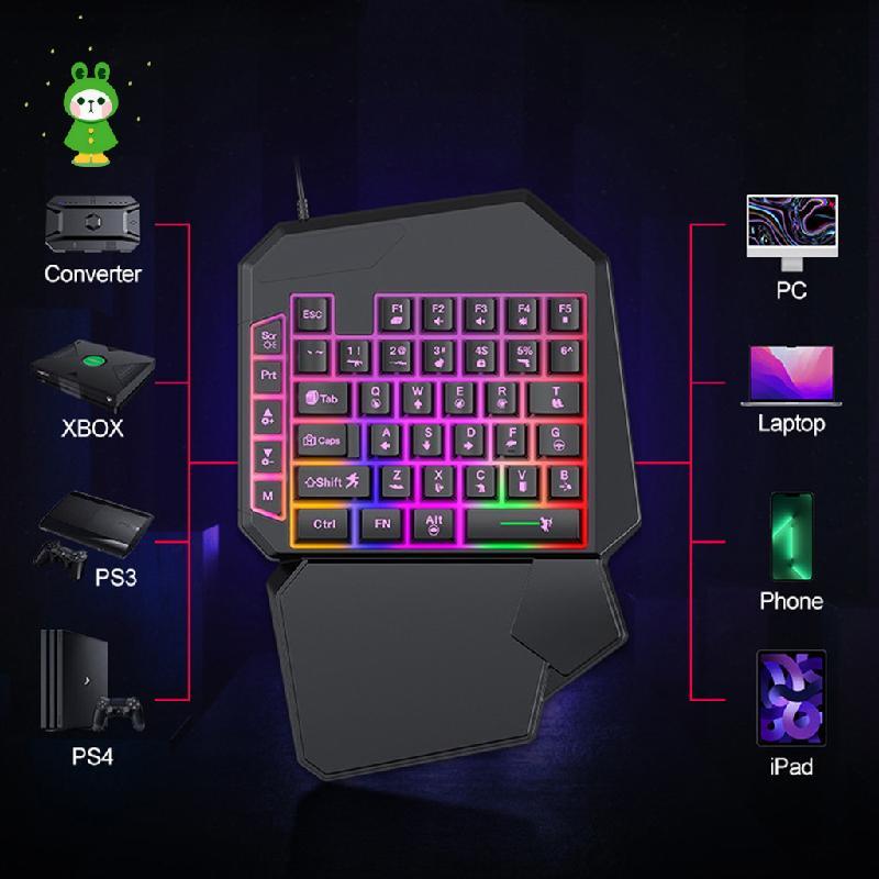 Gaming Keyboard Left-Handed Keyboard Ergonomic Gamepad One-Handed ...