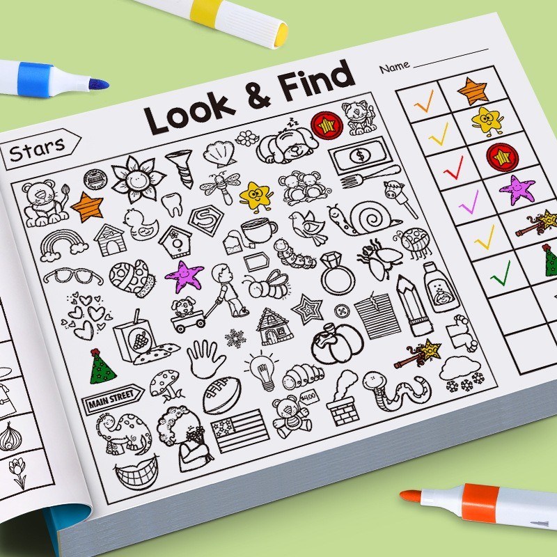 32 Page Look & Find Drawing Book for Kids Homeschool Concentration ...