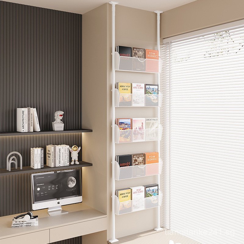 No-Drill Multi-Layer Bay Window Storage Rack Bookshelf Bookcase Storage ...