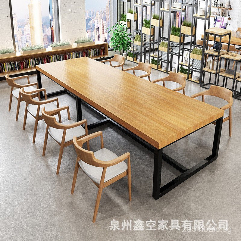 Modern Minimalist Solid Wood Long Office Desk Company Employee Staff ...