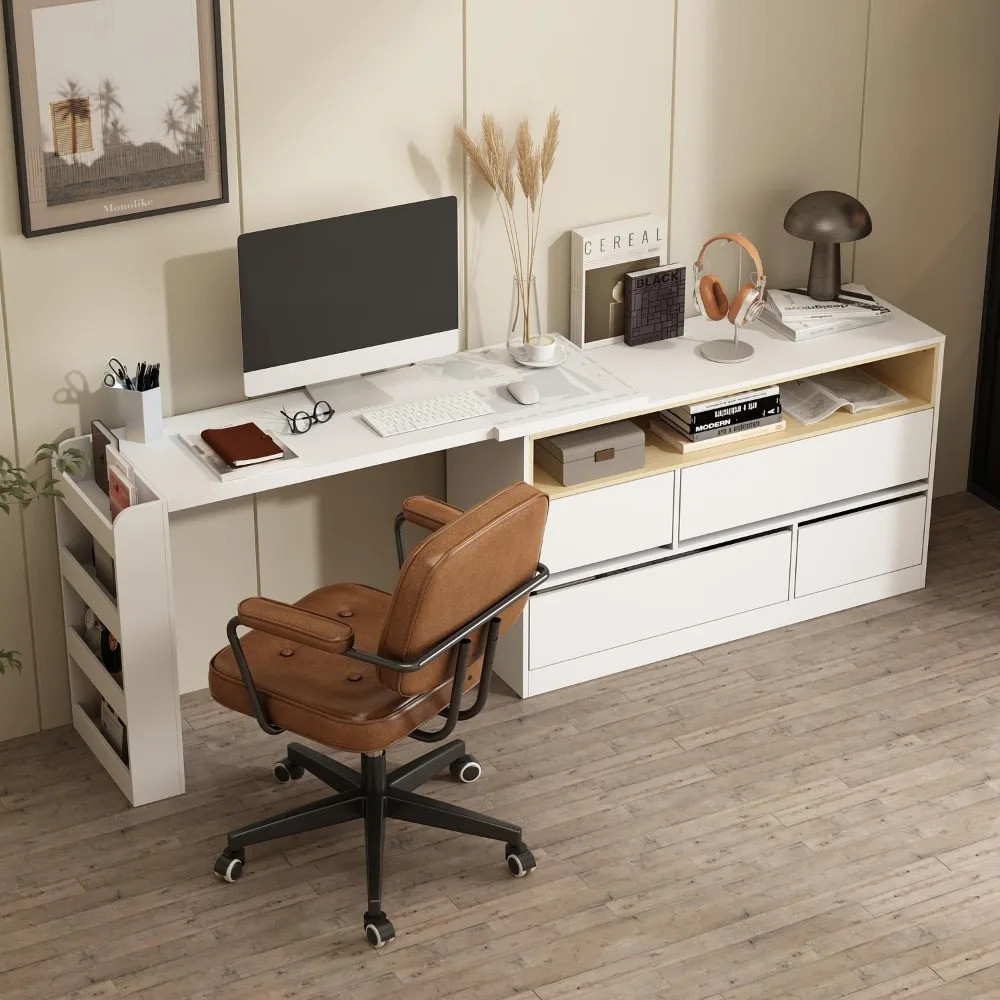 Corner Computer Desk L Shaped Reversible File Cabinet , Large Rotating ...