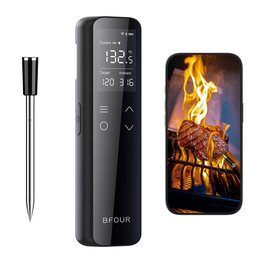 BFOUR Smart WiFi Wireless Meat Thermometer with Standalone Display Base ...
