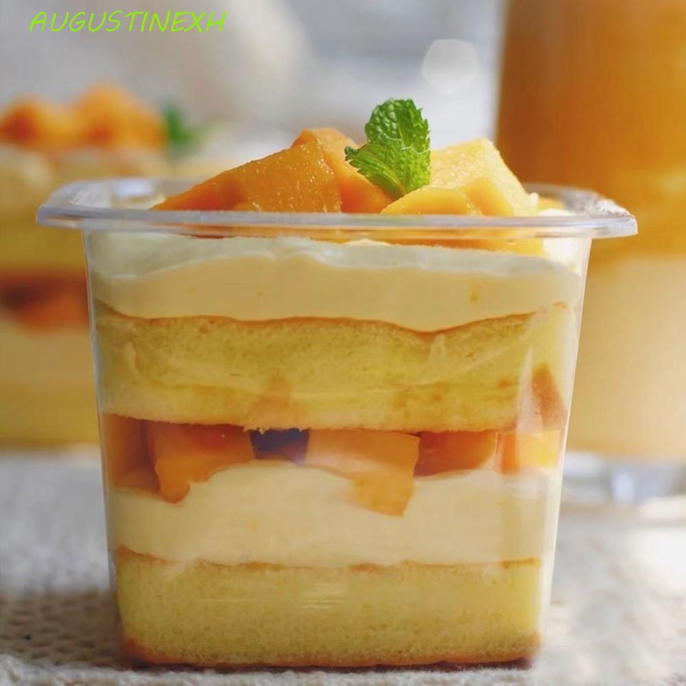 AUGUSTINEXH 50Pcs Mousse Dessert Box With Lid, Disposable Square Cake ...