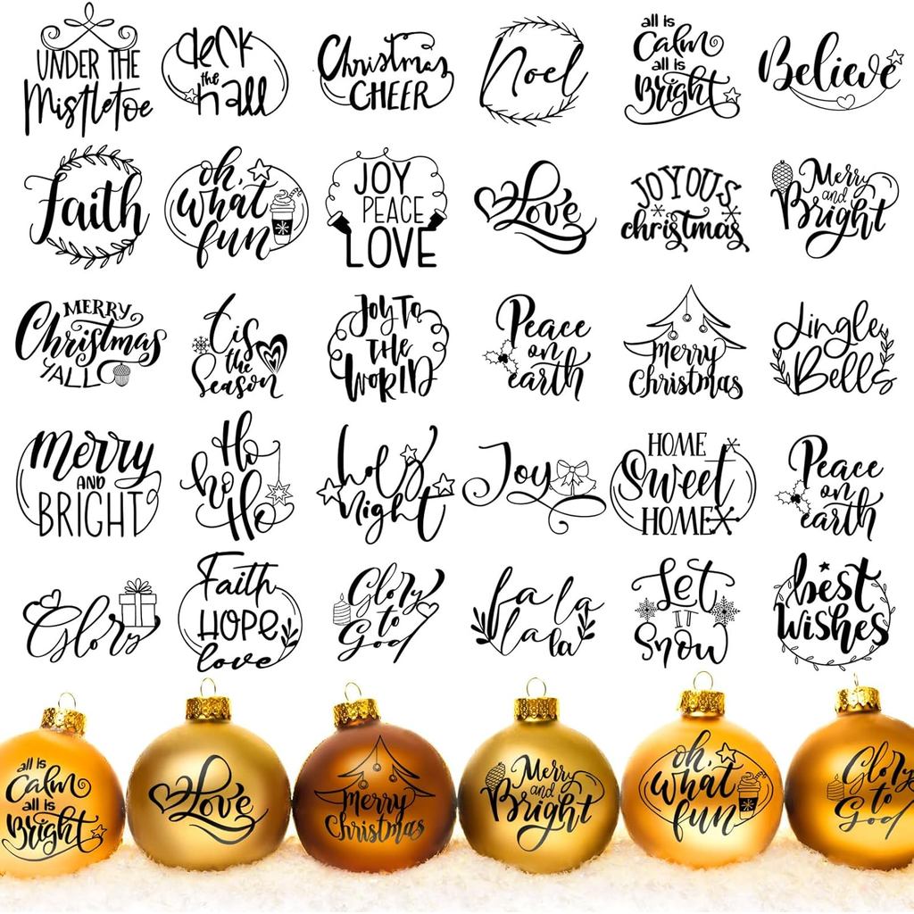 30 Pieces Vinyl Christmas Decals Holiday Scrapbooking Inspired Word ...