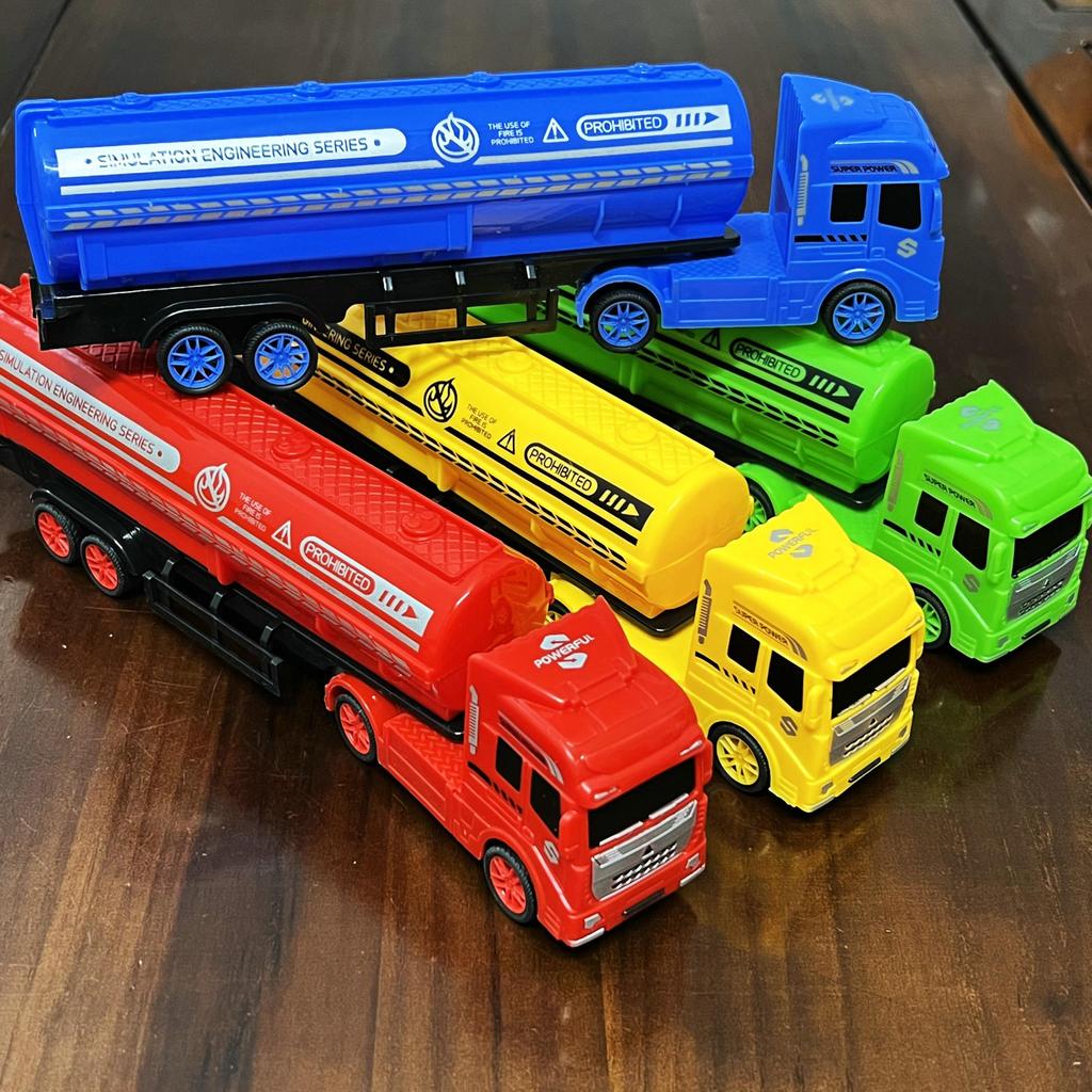 Children's toy model tractor semi-trailer tanker toy baby engineering ...