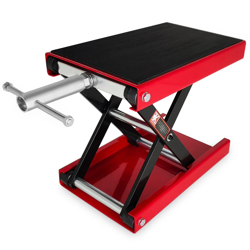 1100 Lbs Motorcycle Scissor Lift Jack With Wide Deck & Safety Pin - Center Hoist Crank Stand For ...