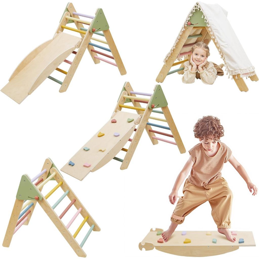 New Pikler Triangle Set, Montessori Toddler Climbing Toys Indoor ...