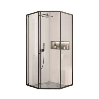 Diamond-Shaped Shower Enclosure Minimalist Sliding Door Bathroom Dry ...