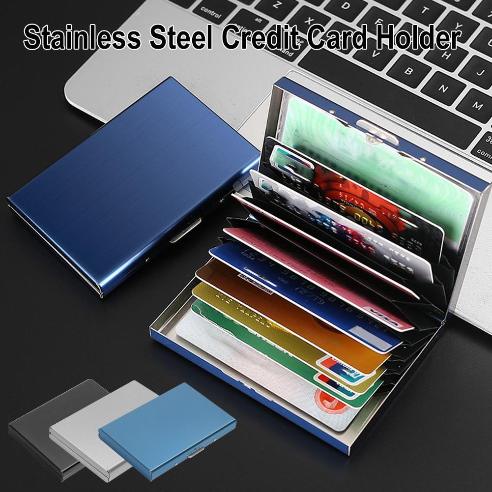 Stainless Steel Card Holder 6 Cards/10 Cards Metal Card Box T8i8 ...