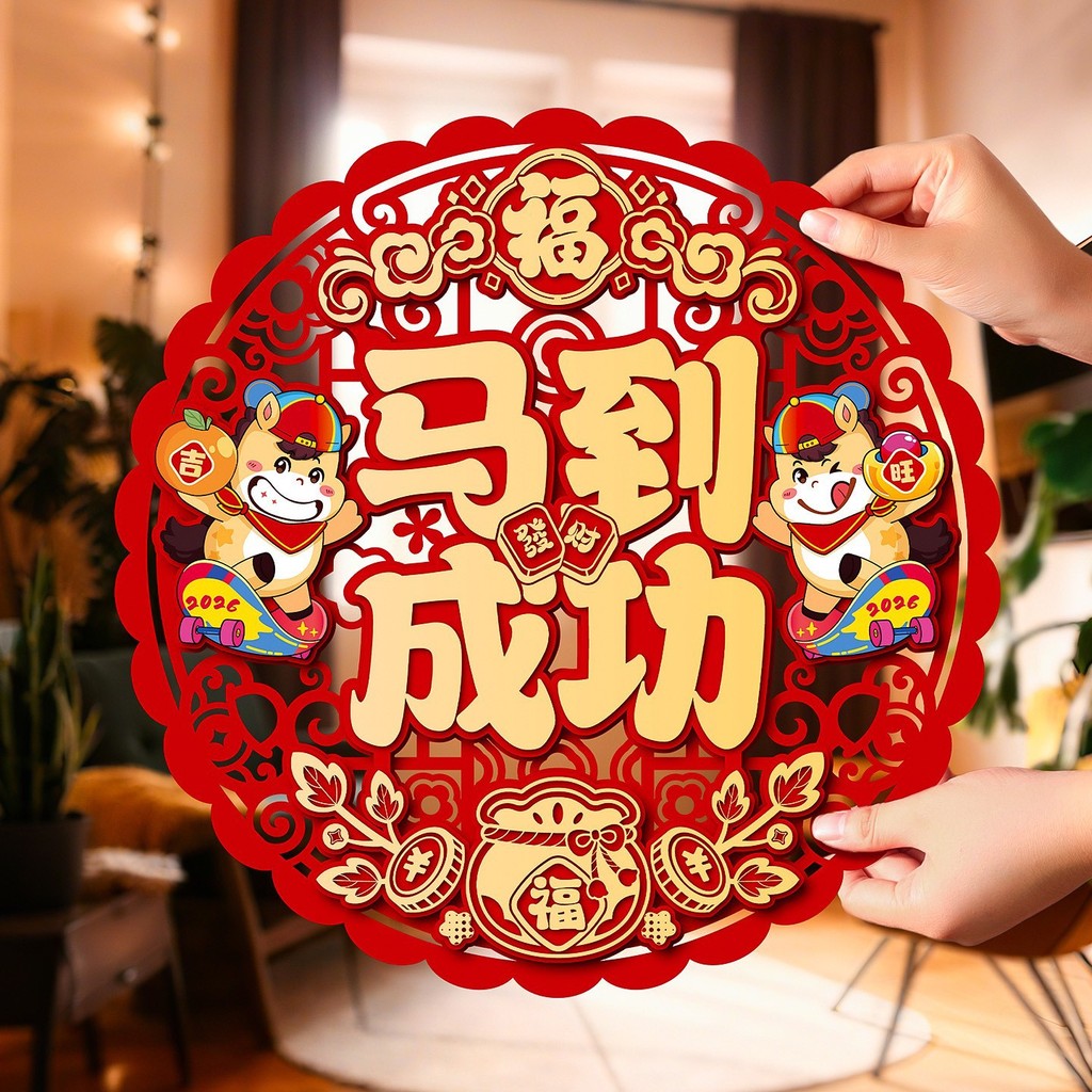 2026 Horse Year Auspicious Character Door Decals Chinse New Year 3D ...