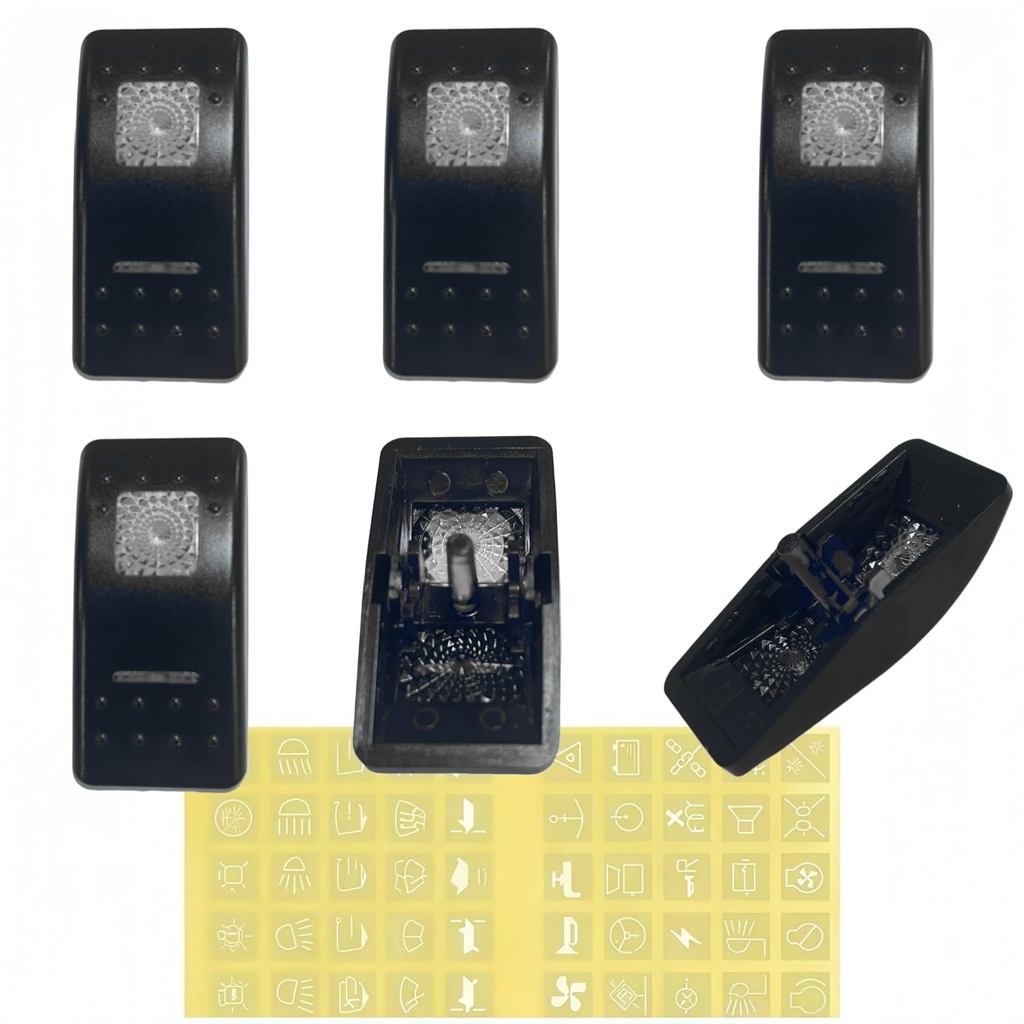 6 PCS 12V Rocker Switch Cover with DIY Lables, Boat ABS Plastic Dual ...