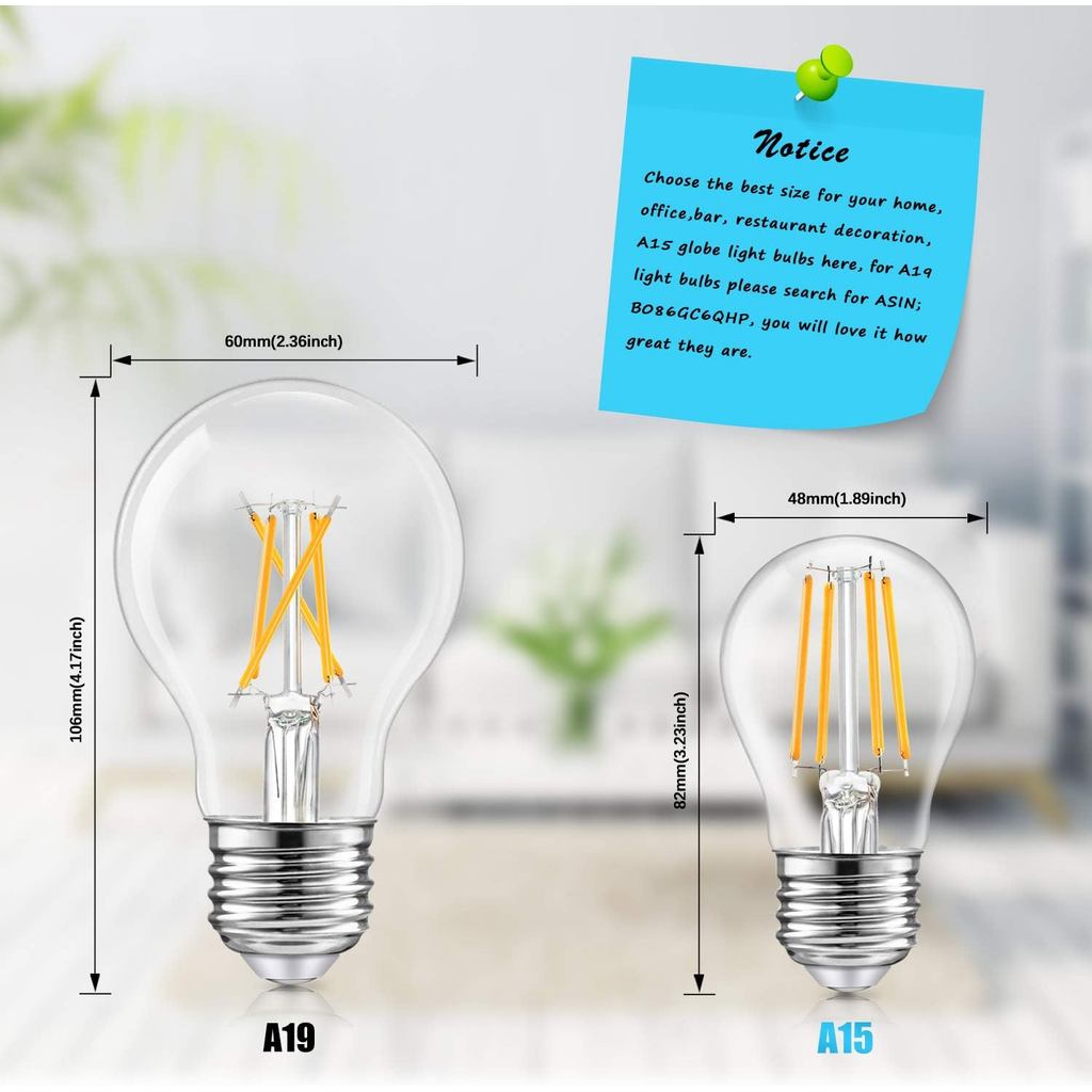 TOBUSA 12-Pack Dimmable A15 LED Bulbs 60W Incandescent Equivalent, 6W ...