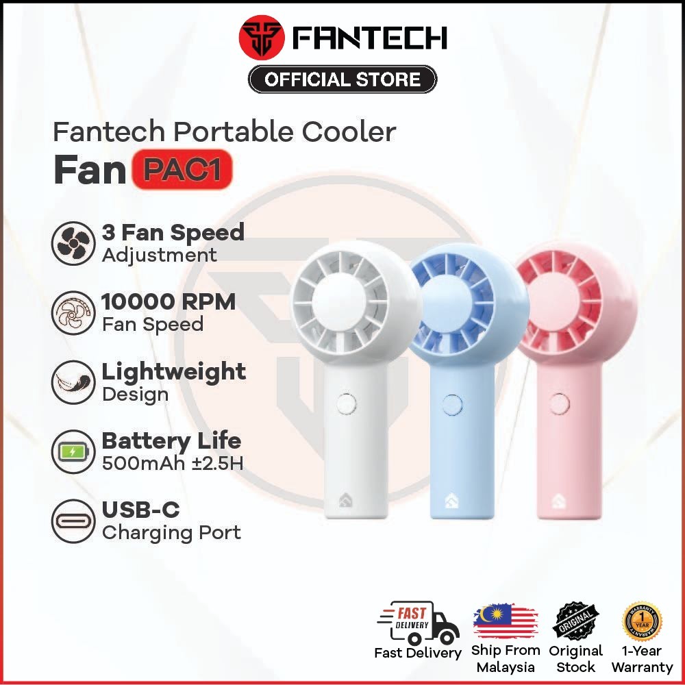 Fantech PAC1 Portable Fan 3 Speed Adjustment 500mAh Battery Pocket ...
