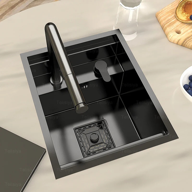 Hidden Bar Sink Stainless Steel Kitchen Sink Folding Faucet MIni Small ...