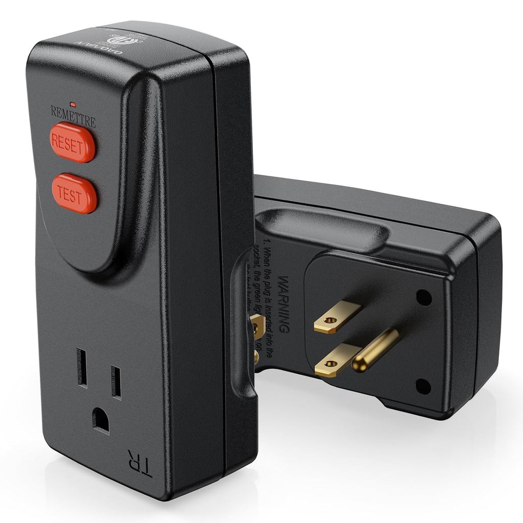 GFCI Adapter 15 Amp 3 Prongs Grounded, 5 Years Warranty, GFCI Plug ...