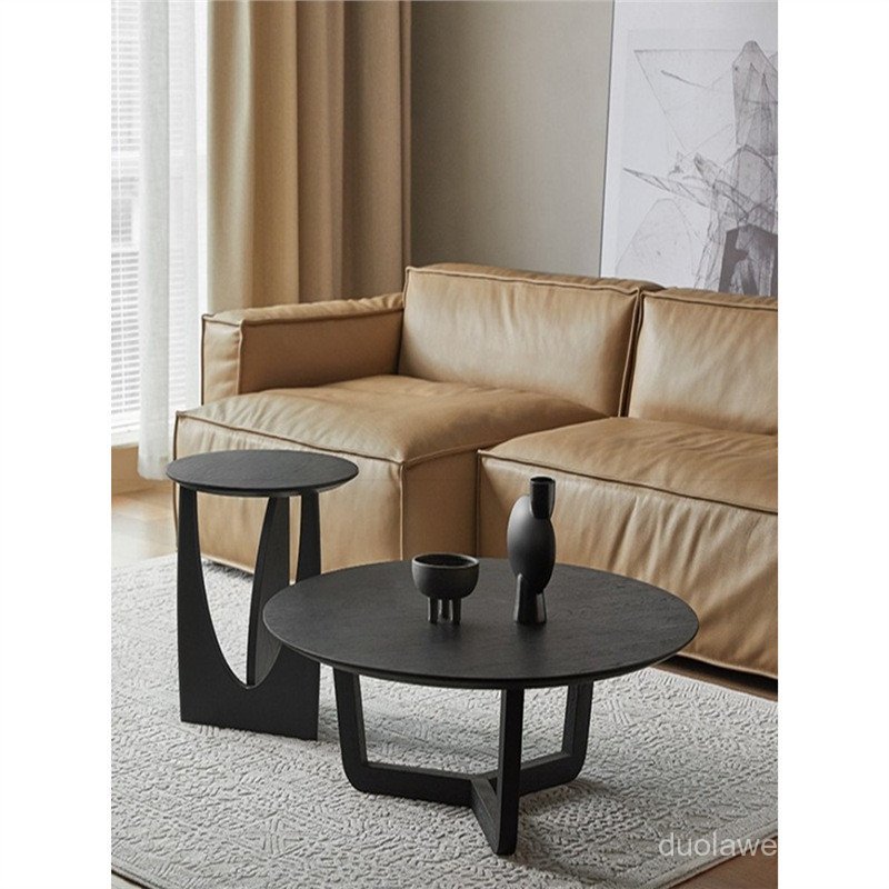 Nordic Solid Wood Round Coffee Table High-Low Combination Sofa Small ...
