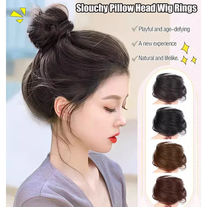 Wig female half ball real hair wig wrap hair device bud head low tie ...