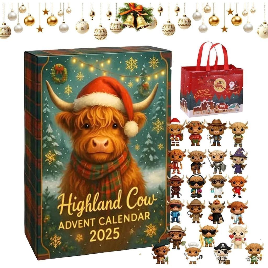 Highland Cow Advent Calendar 2025 - Highland Cow Doll, 24 Days of ...