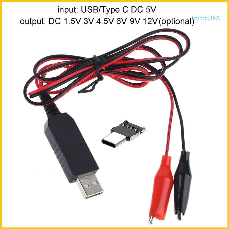 BTM DIY Type C USB to 1 5V 3V 4 5V 6V Power Cable AAA C D Size ...
