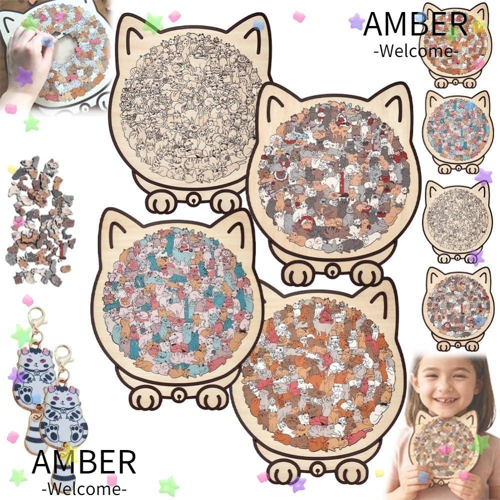 AMBER Cat Wooden Jigsaw Puzzle, Cat Puzzle Ornaments|Color Morandi ...