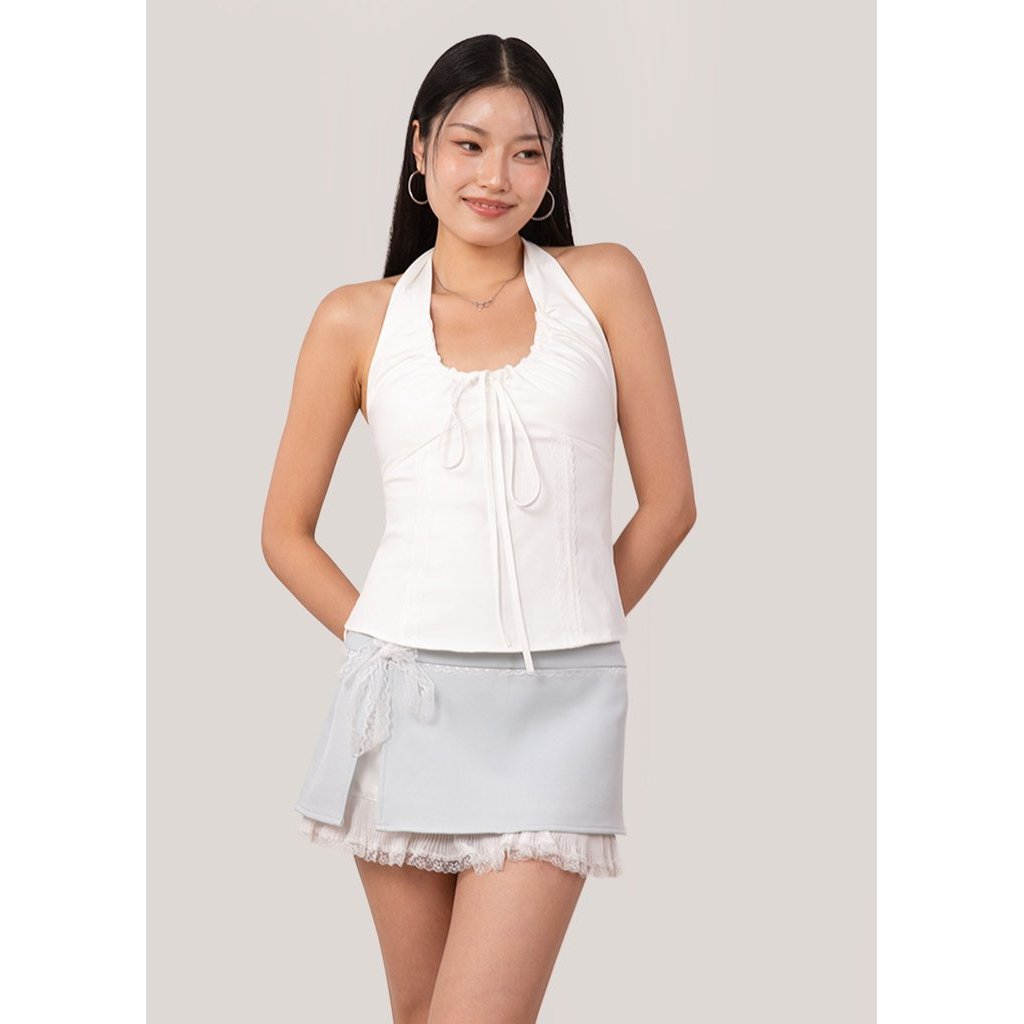Arden Halter Top in White | Shopee Singapore