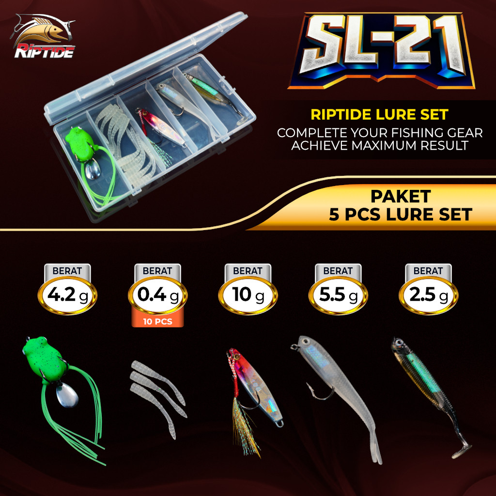RIPTIDE SL-21 Set of 5 Micro Jig Fishing Bait Includes Assist ...