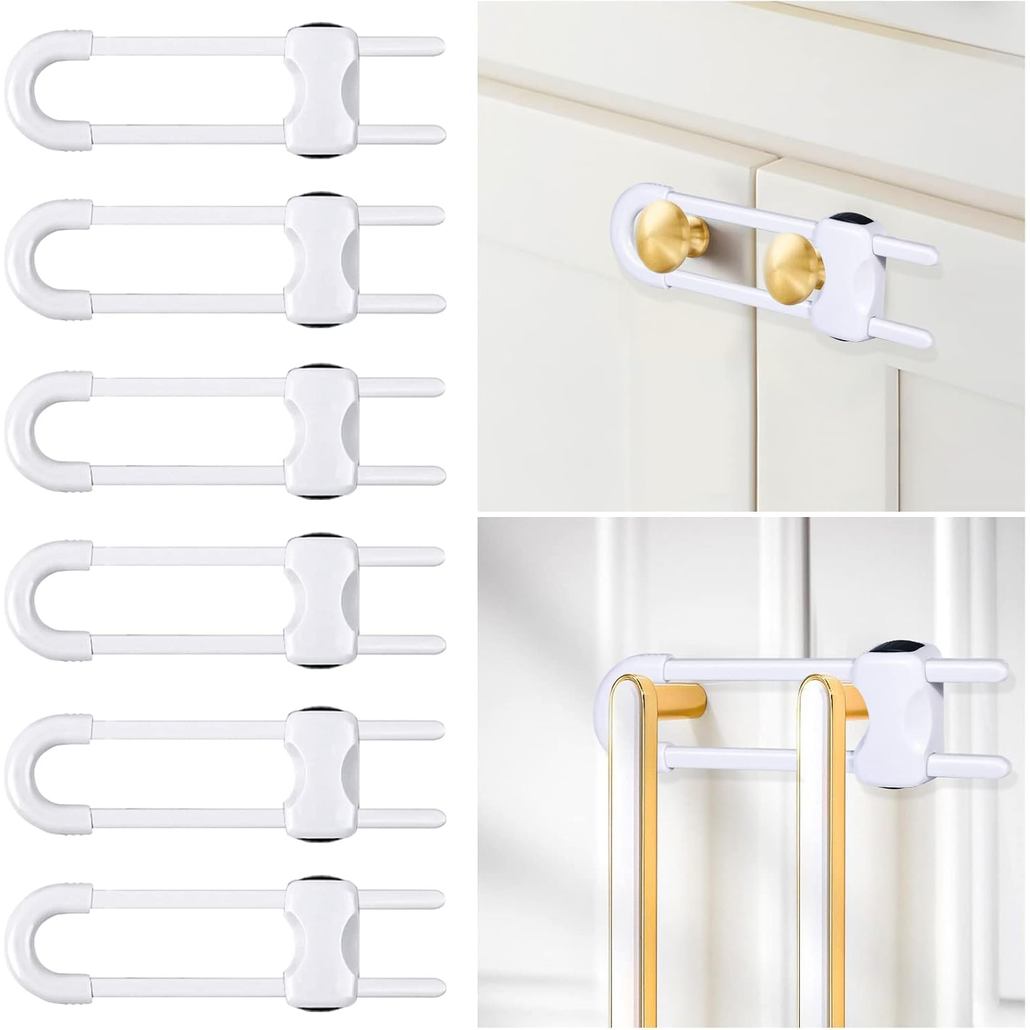 6 Packs Sliding Cabinet Locks, Modacraft Baby Proofing U-Shaped Child ...